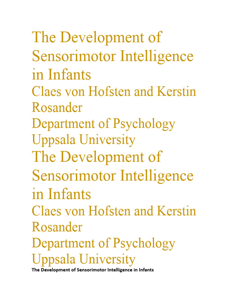 The Development of Sensorimotor Intelligence in Infants | PDF | Percepción | Aprendizaje