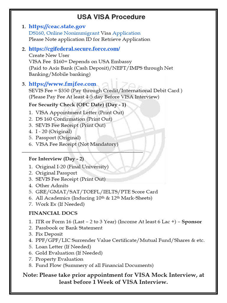 USA VISA Procedure | PDF | Visa Inc. | Banks