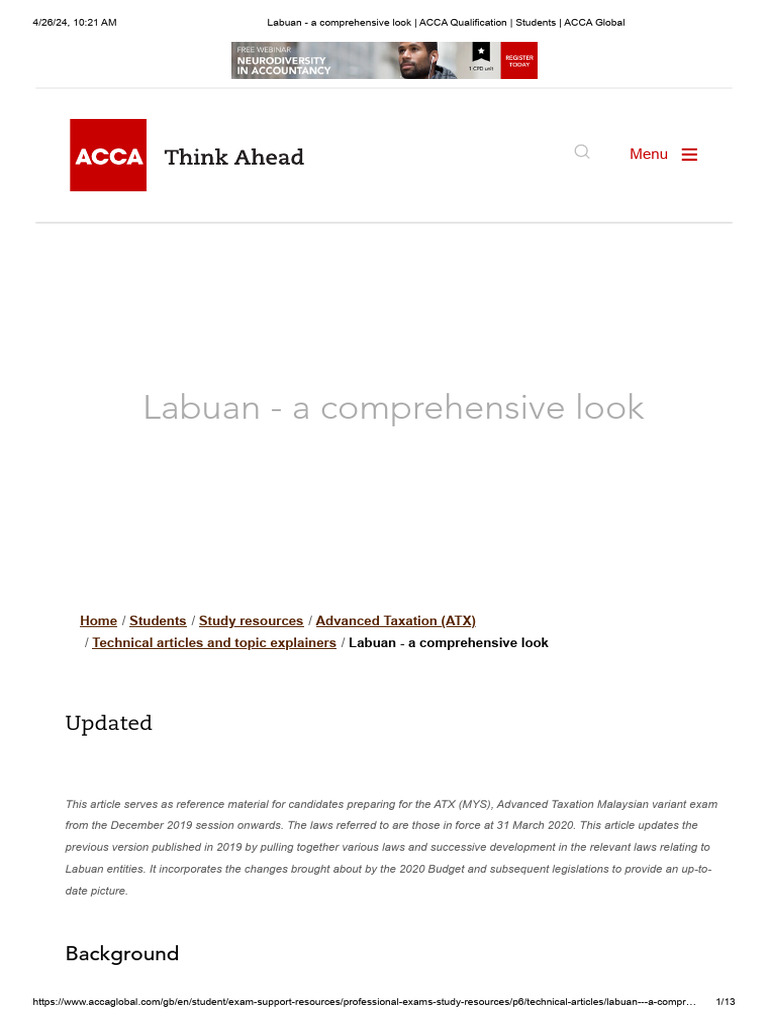 Labuan Taxation Updates for ATX Exam | PDF | Taxes | Income Tax