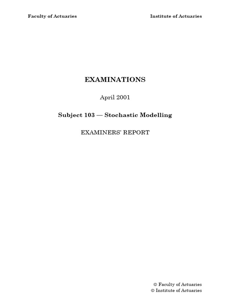 103 April 2001 Solution | PDF | Autoregressive Model | Markov Chain 103 April 2001 Solution | PDF | Autoregressive Model | Markov Chain