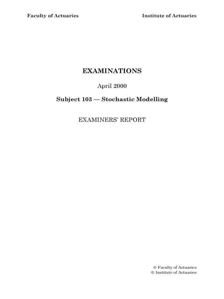 103 April 2000 Solution | PDF | Markov Chain | Autoregressive Model 103 April 2000 Solution | PDF | Markov Chain | Autoregressive Model