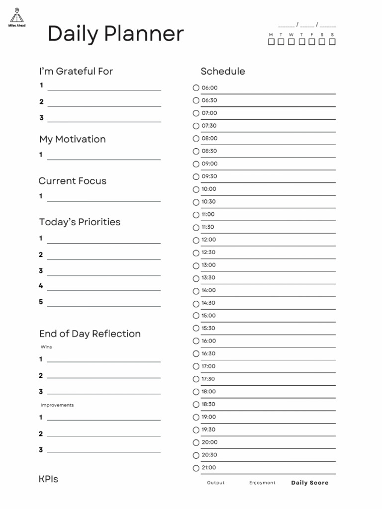 Miles Ahead Daily Planner Template | PDF