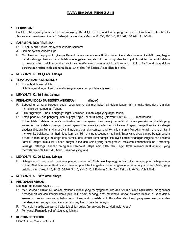 Tata Ibadah Minggu Iii | PDF