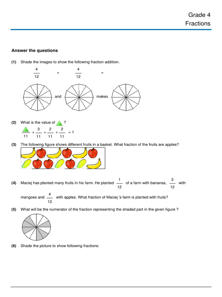 Grade 4 Fractions | PDF | Lexicology | Mathematical Notation
