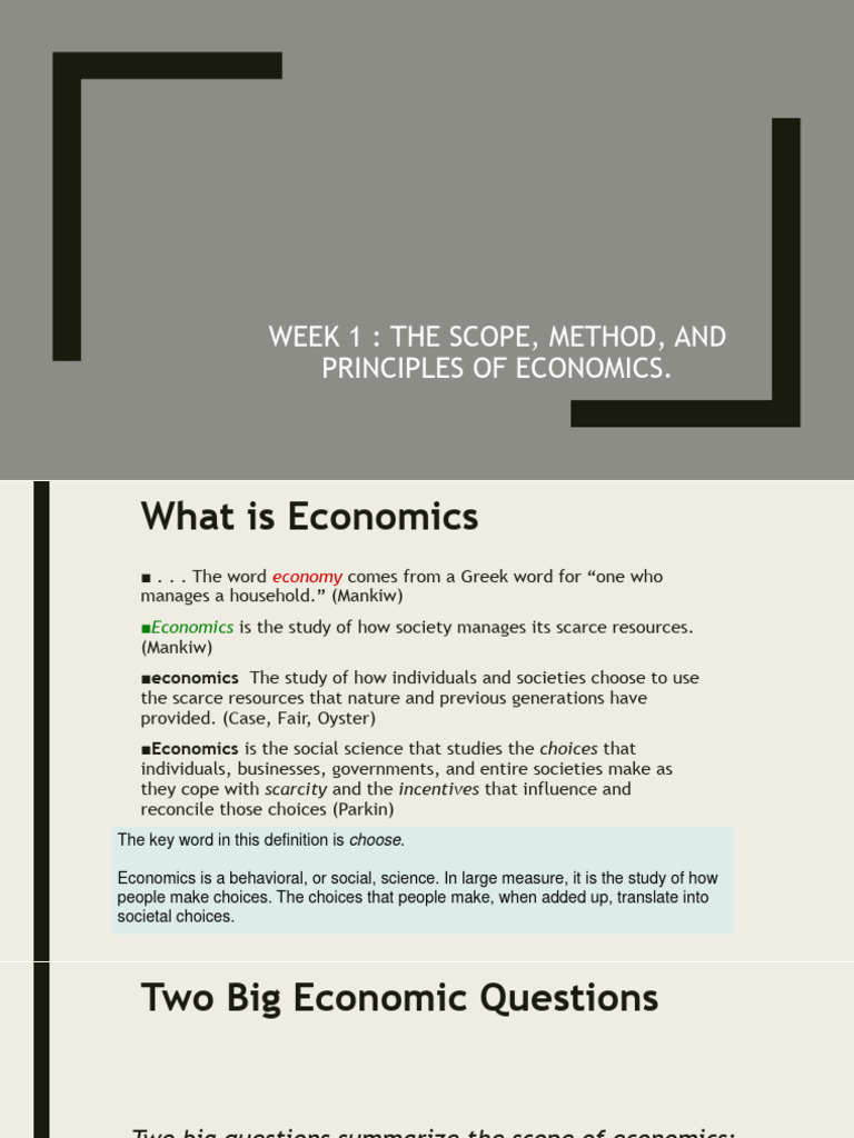 Week 1 - The Scope, Method and Principles of Economics - FR - 2023 ...