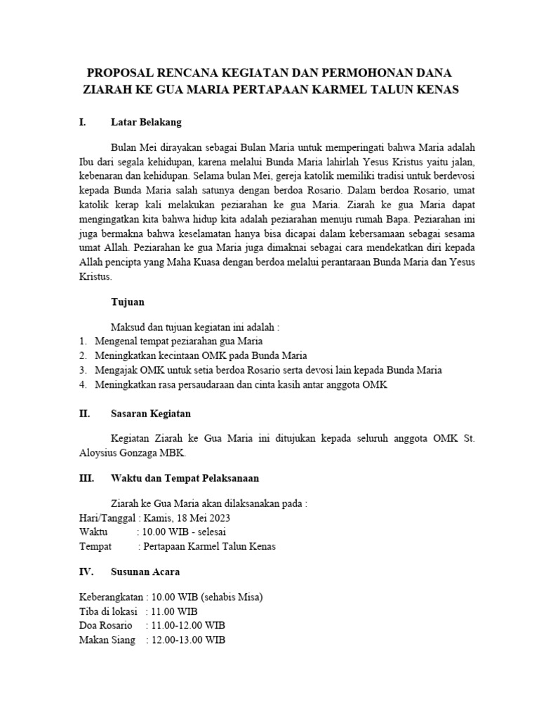 PROPOSAL RENCANA KEGIATAN DAN PERMOHONAN DANA OMK | PDF
