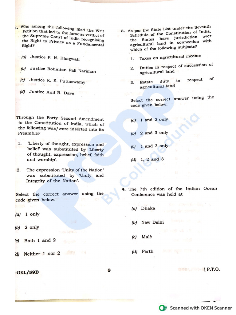 CDS I 2024 GK Question Paper Set A | PDF