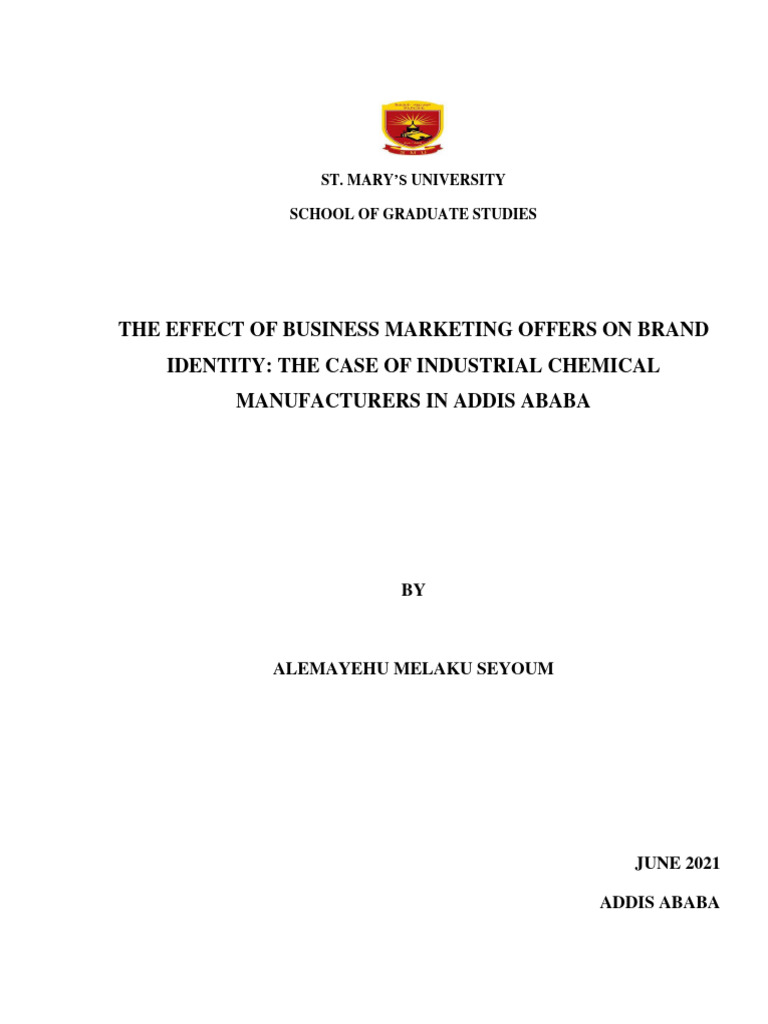 Alemayehu Melaku SGS 0358-2012A Finall Thesiss | PDF | Marketing | Brand
