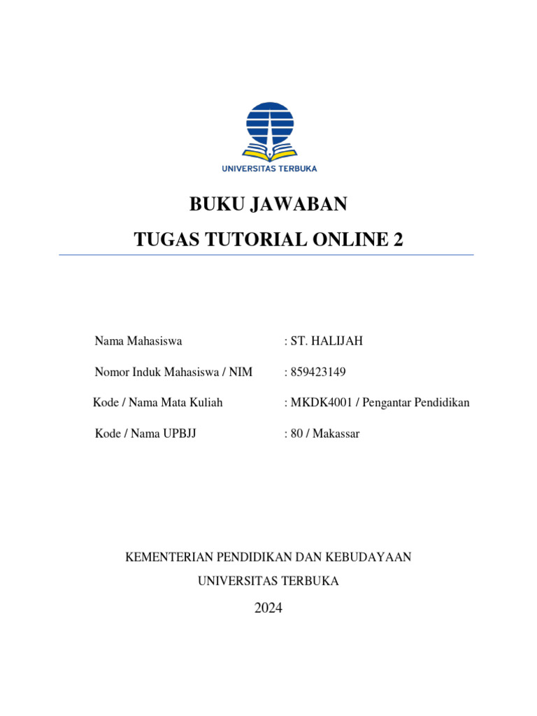 TUGAS 2 ST. HALIJAH Pengantar Pendidikan | PDF | Sains & Matematika