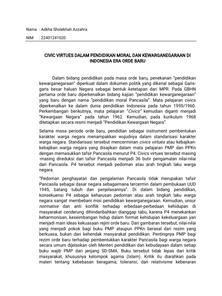 Tugas 2-Adkha Sholekhah Azzahra-22401241020-Pend - Moral | PDF