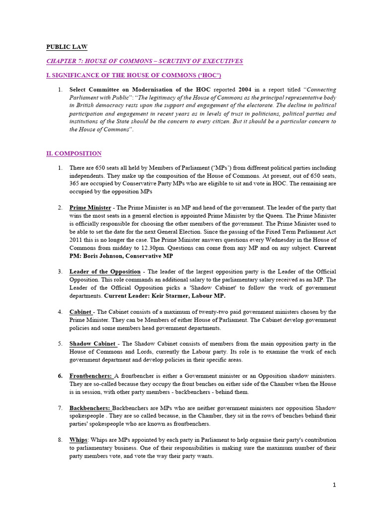House of Commons: Structure and Functions | PDF | House Of Commons Of ...