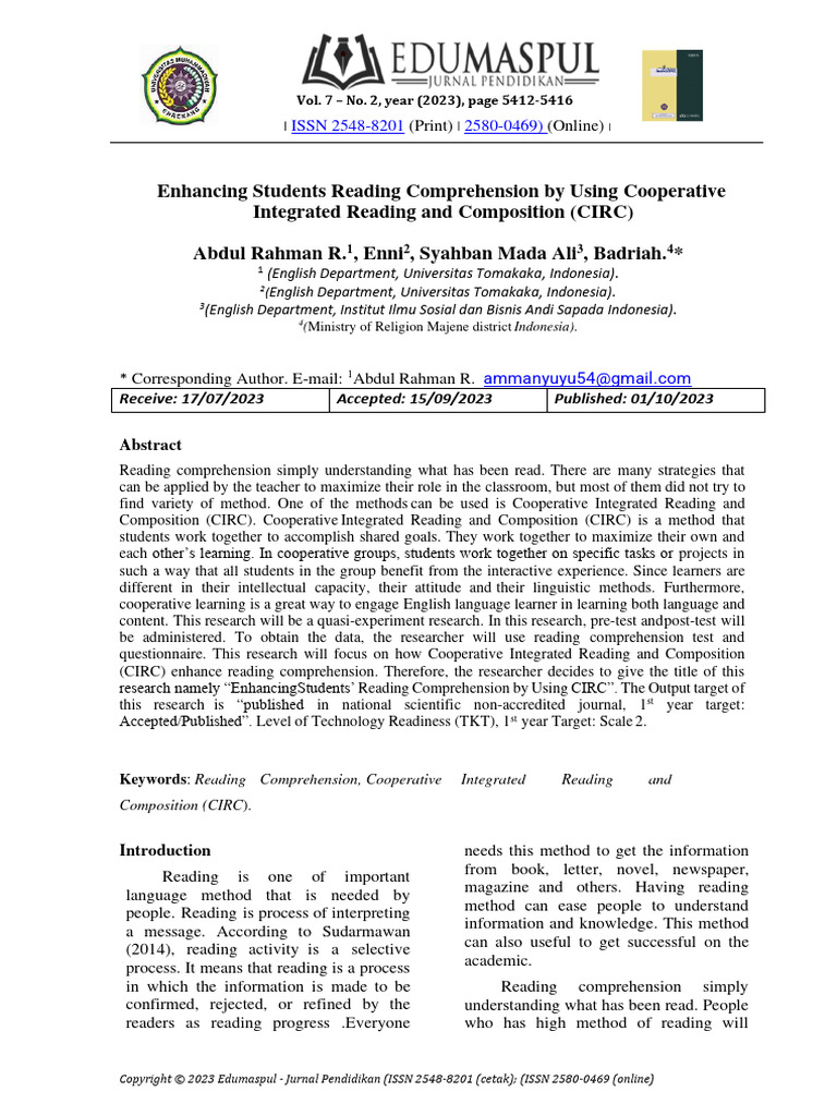 Enhancing Students Reading Comprehension | PDF | Reading Comprehension | Cognition