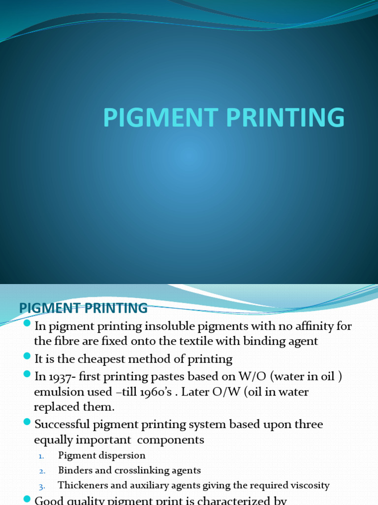 Pigment Printing | PDF | Textiles | Cross Link