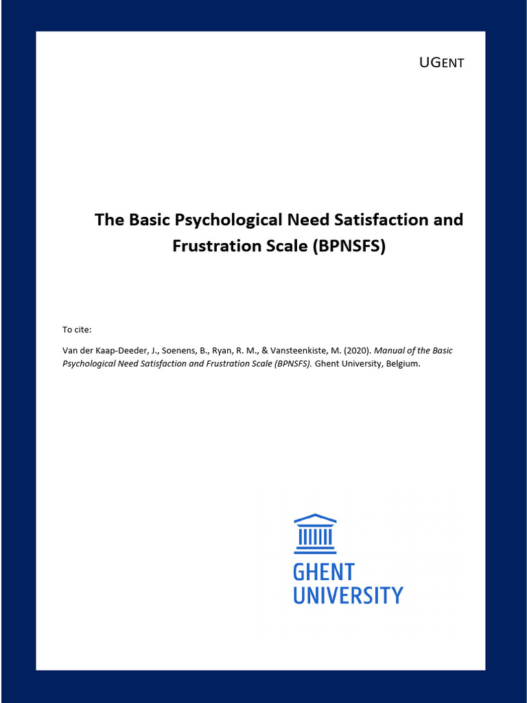 Psychological Freedom, Mastery & Relatedness Scale | PDF | Psychology ...