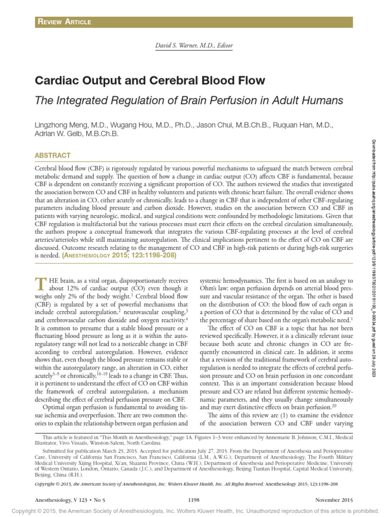 cardiac output and CBF autorewgulation | PDF | Hemodynamics | Cardiovascular System