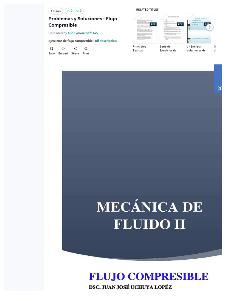 PDF Problemas y Soluciones Flujo Compresible Compress | Descargar ...