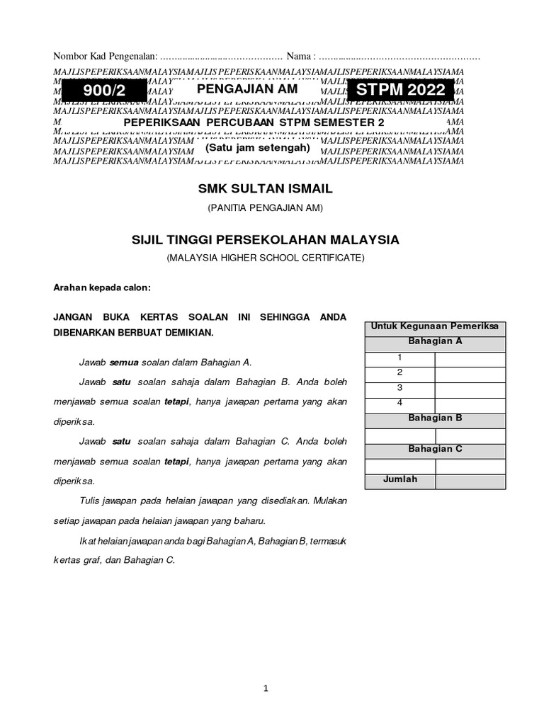 Percubaan Sem 2 2022 SMK Sultan Ismail (Skema) | PDF