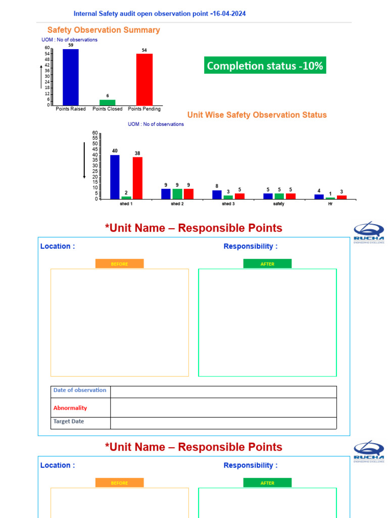 Completion Status - 10%: Safety Observation Summary | PDF