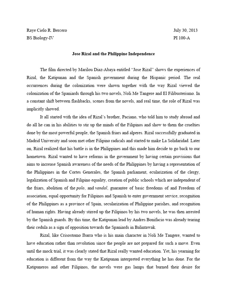 Rizal Analysis | PDF | Philippines | Spanish East Indies