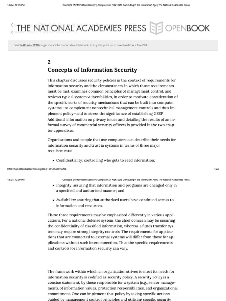 W6-7 Concepts of Information Security - Computers at Risk - Safe Computing in The Information ...