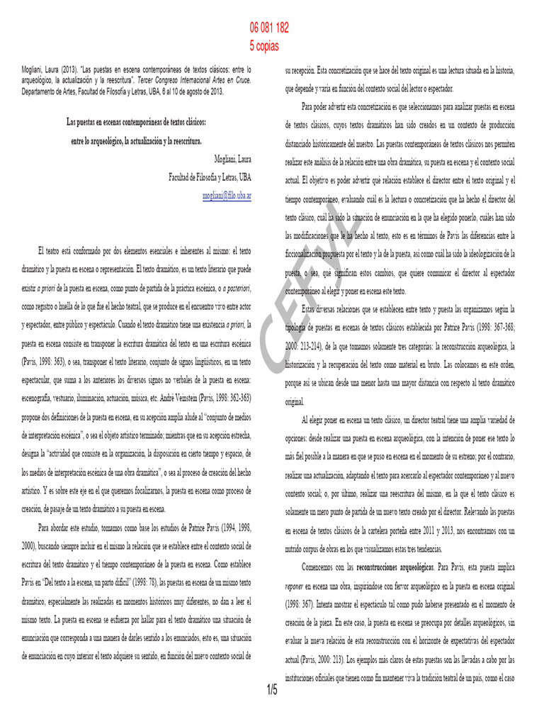 Bibliografía Complementaria. Mogliani - Puesta en Escena de Textos ...