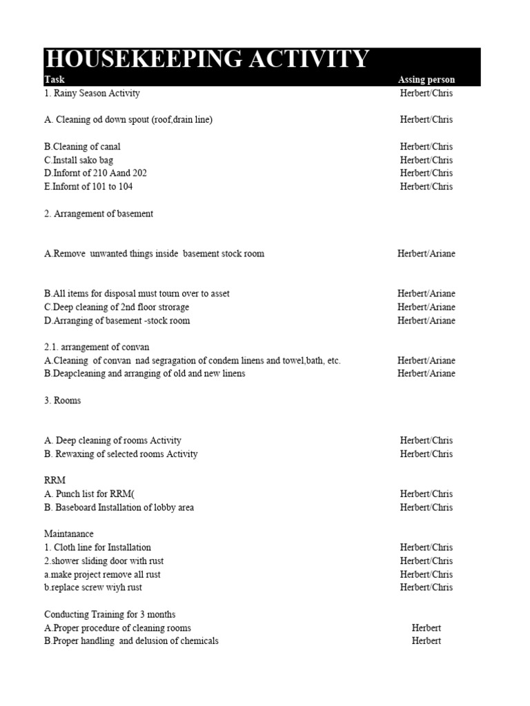 Book 2 Housekeeping Activity | PDF | Home
