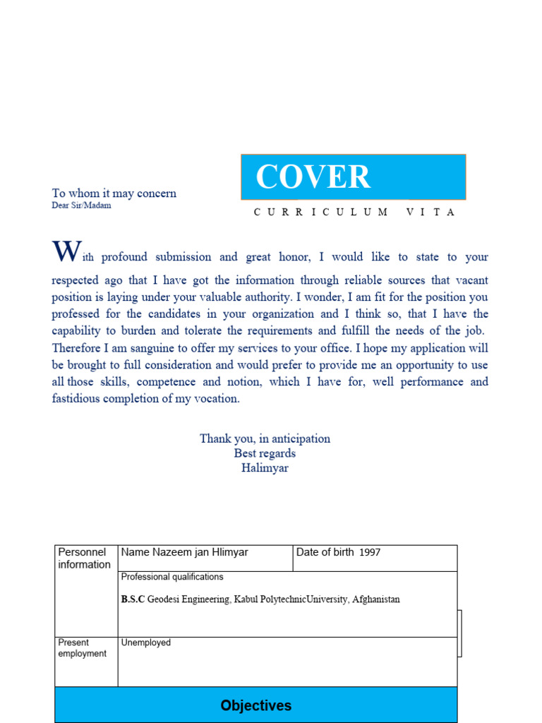 Cover Letter: Objectives | PDF | Geographic Information System | Topography