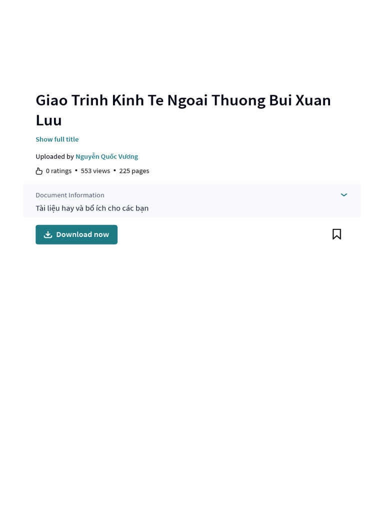 Giao Trinh Kinh Te Ngoai Thuong Bui Xuan Luu - PDF | PDF | Scribd | World Wide Web