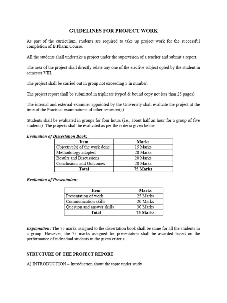 Guidelines For Project Work Sem Viii | PDF | Thesis | Data