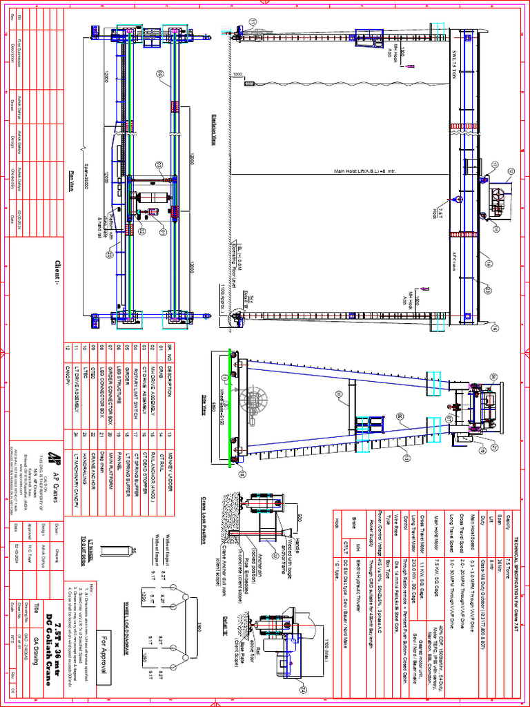 GA Drawing for 7.5T Goliath Crane | PDF | Crane (Machine ...