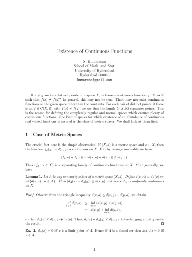 Existence of Continuous Functions | PDF | Continuous Function ... Existence of Continuous Functions | PDF | Continuous Function ...