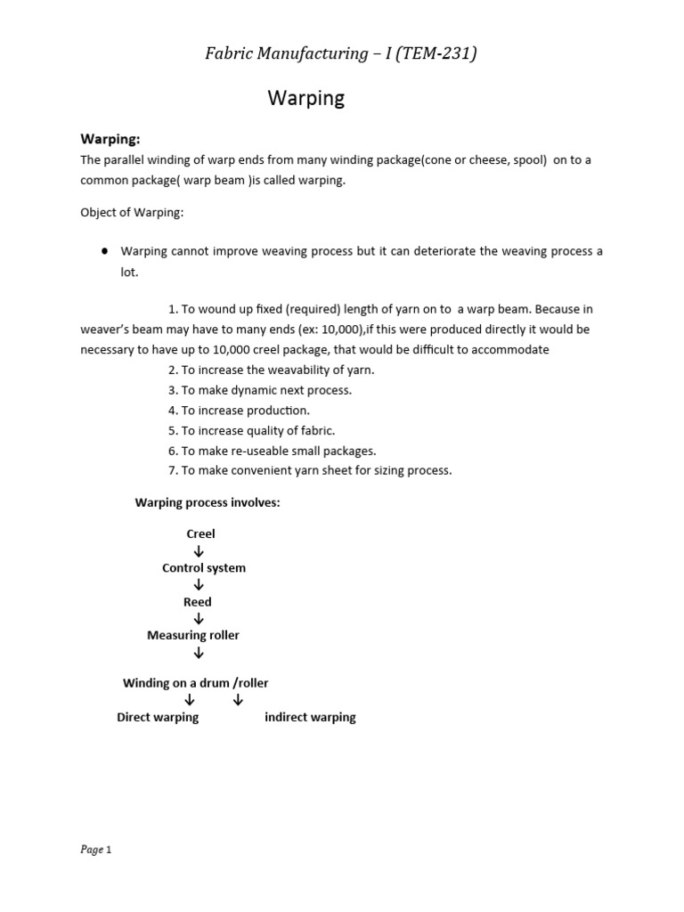 Warping Updated. | PDF | Weaving | Textiles