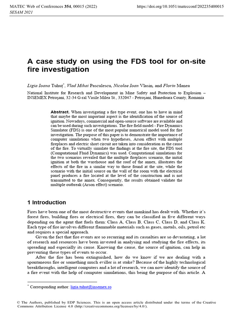 A Case Study on Using the FDS Tool for on-site | PDF | Fires | Arson