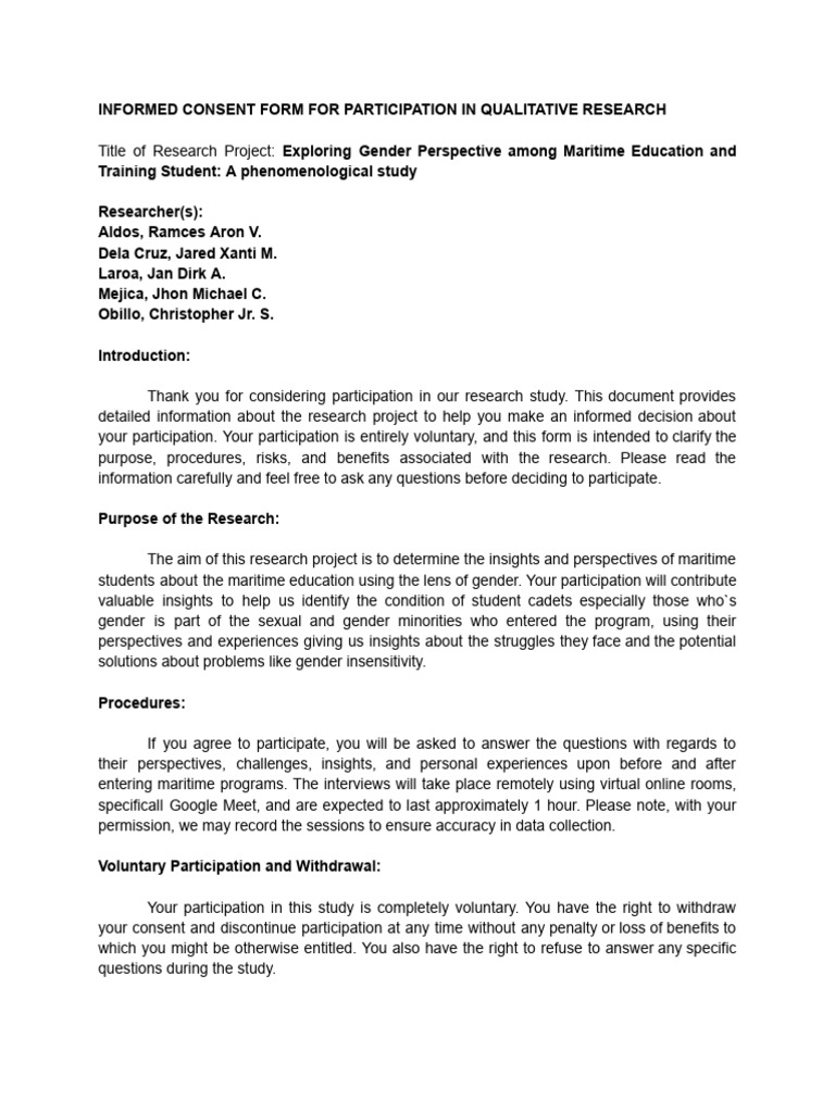 Informed Consent Form | PDF | Informed Consent