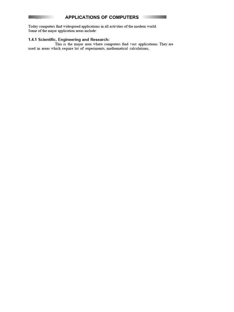 APPLICATIONS OF COMPUTERS | PDF | Computer Data Storage | Engineering