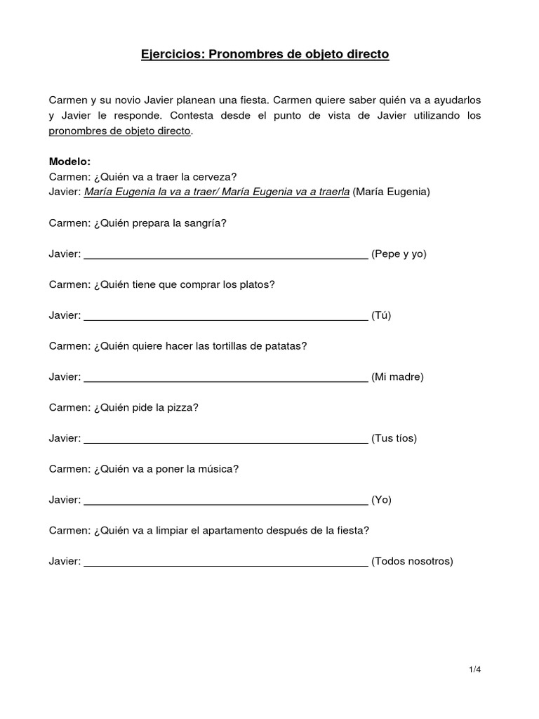 Ejercicios de OD y OI | PDF | Objeto (gramática) | Gramática