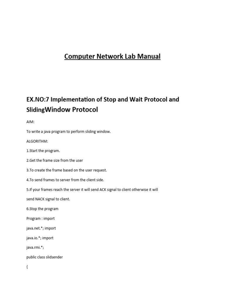 Cn Lab Mannual Pdf Network Socket Transmission Control Protocol
