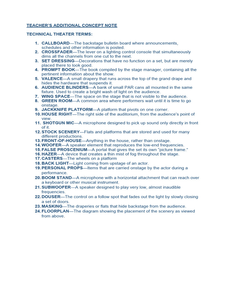 Theater Terms | PDF