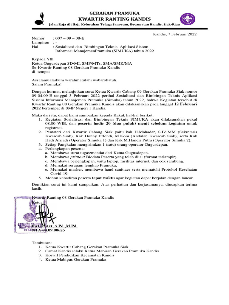 Undangan Bimtek Simuka 2022 | PDF