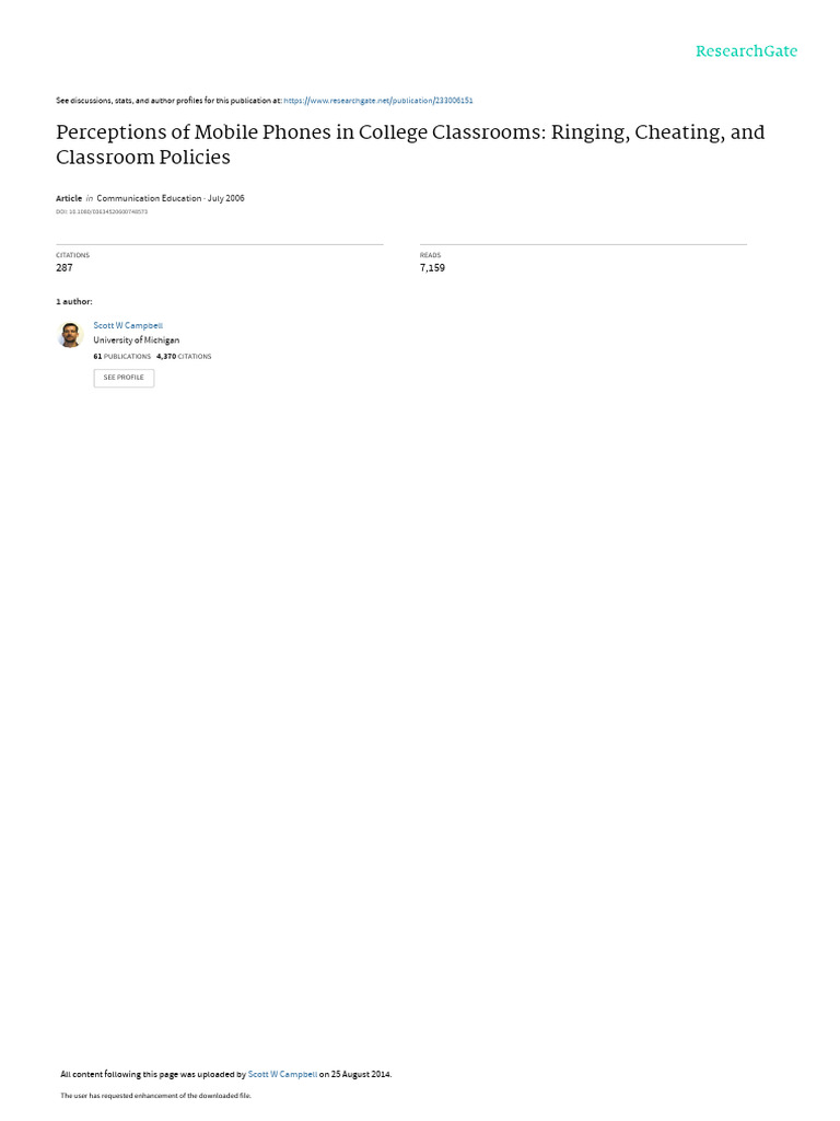 Perceptions of Mobile Phones in College Classrooms | PDF | Dependent ...