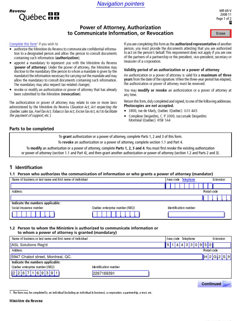MR 69 V (2008 11) - INC | Download Free PDF | Power Of Attorney | Tax ...