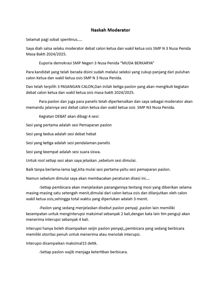 Naskah Moderator Komplit | PDF