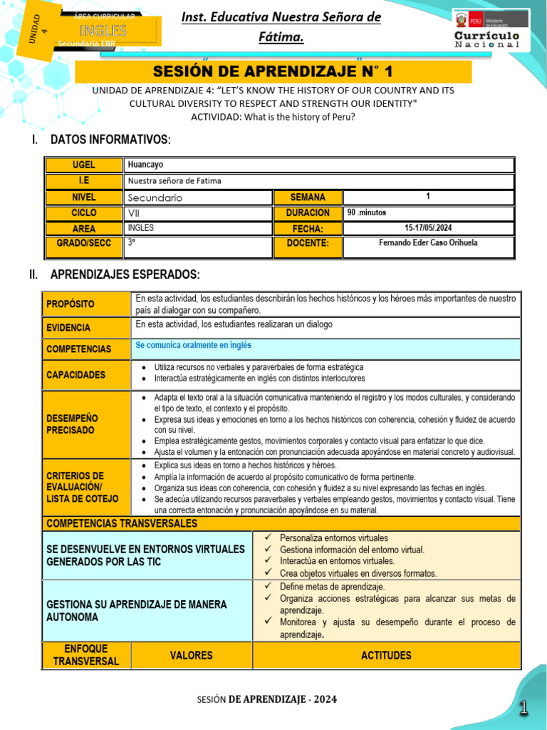 3°4° SES ACT 02-INGLES-U4 | PDF | Aprendizaje | Evaluación