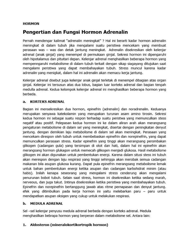 Fungsi Hormon Adrenalin dan Tiroksin | PDF | Kesehatan Holistik