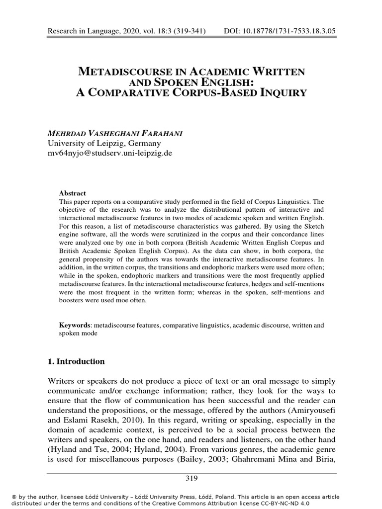Metadiscourse in Academic Written A 2 | PDF | Creative Commons License | Linguistics