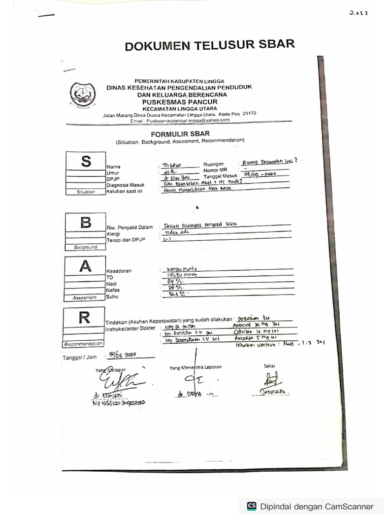 Dokumen Telusur SBAR 2022 | PDF