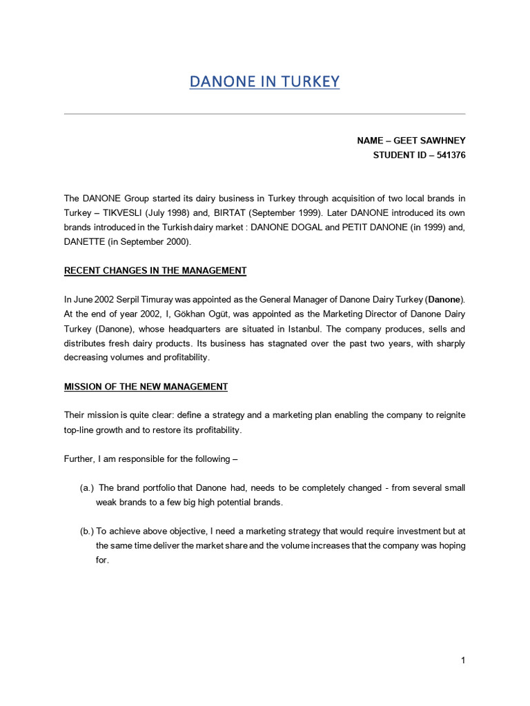 Danone's Dairy Strategy in Turkey | PDF | Yogurt | Inflation