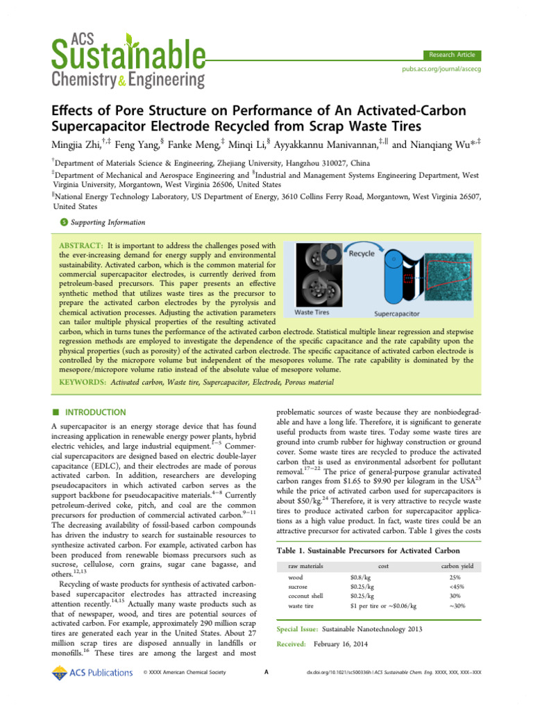 Activated Carbon from Waste Tires for Supercapacitors | PDF | Sustainable Technologies | Nature