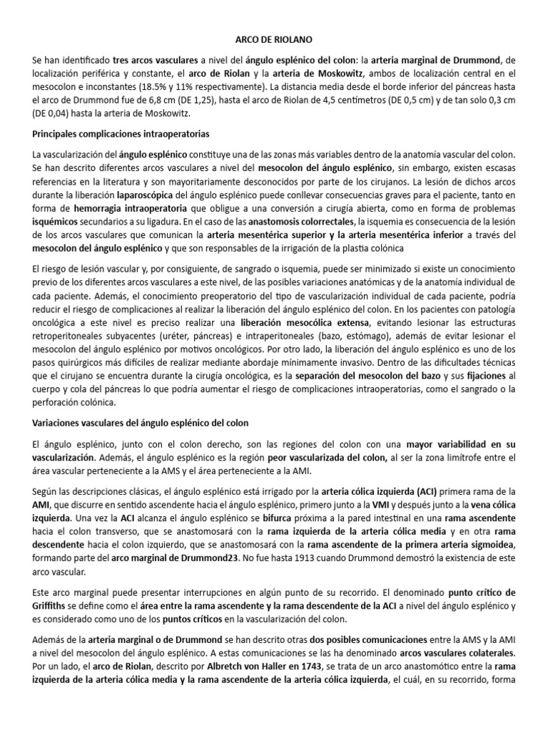 Arco de Riolano PDF | PDF | Intestino grueso | Bazo