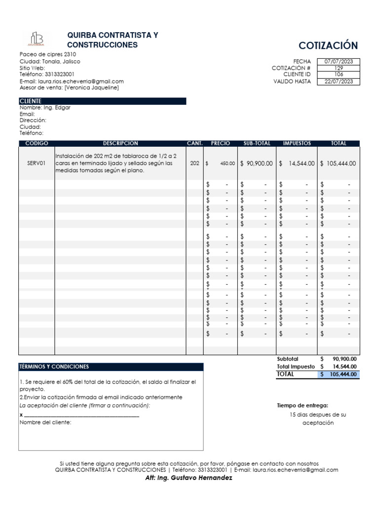 Cotización Ing Edgar | PDF